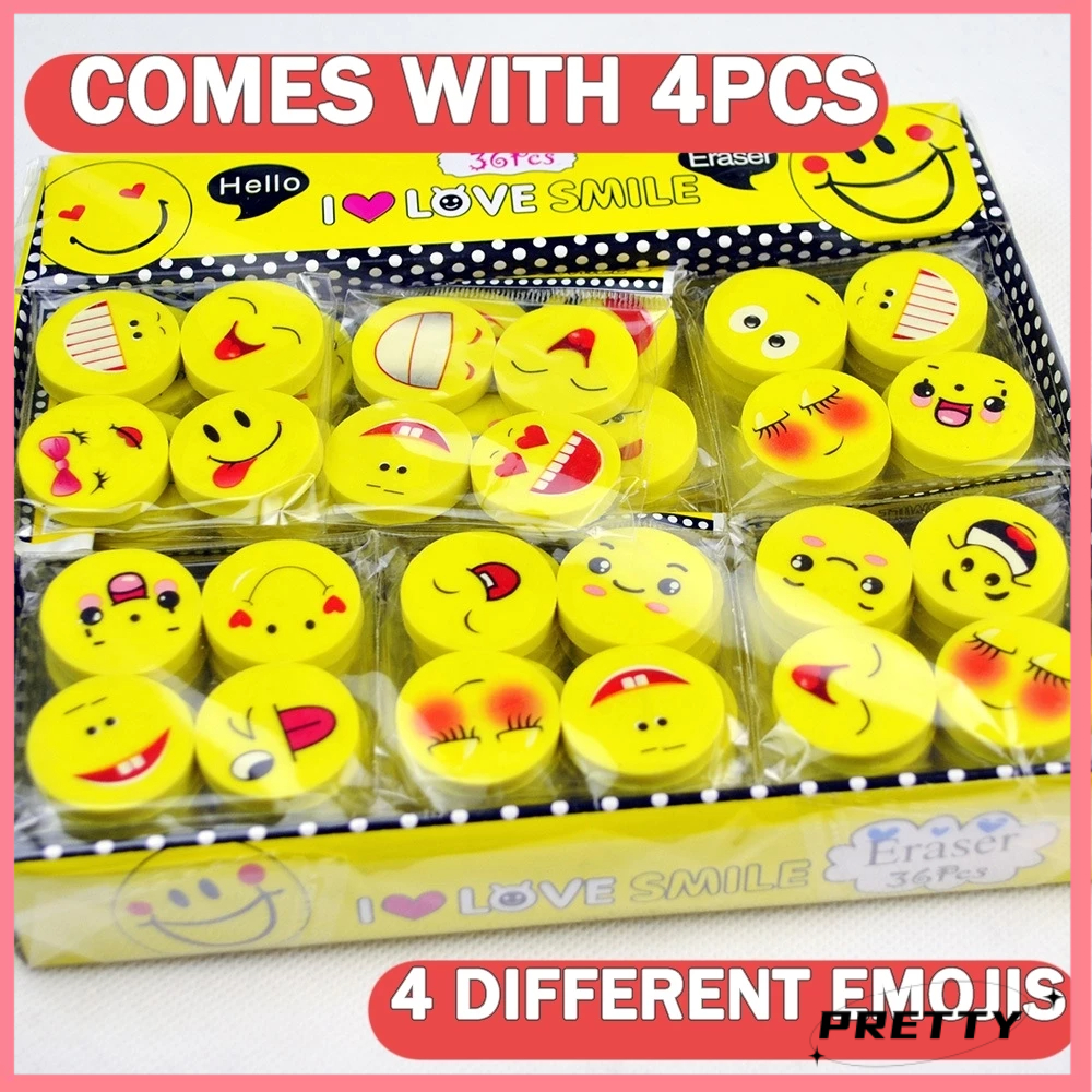 Smiley Eraser Children Rubber Pencil Erasers 4 in1 Giveaways Cute Gift ...