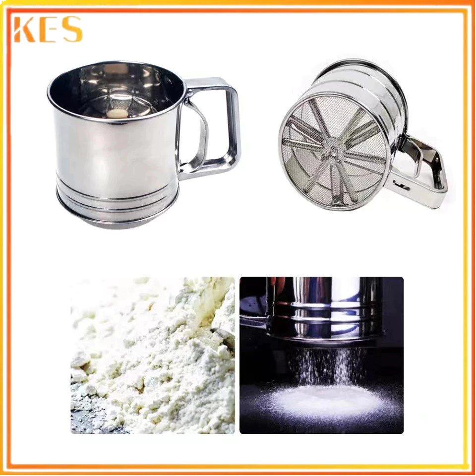 kes*Stainless Steel Flour Sieve Cup Shaker Mesh Strainer Flour Sifter ...