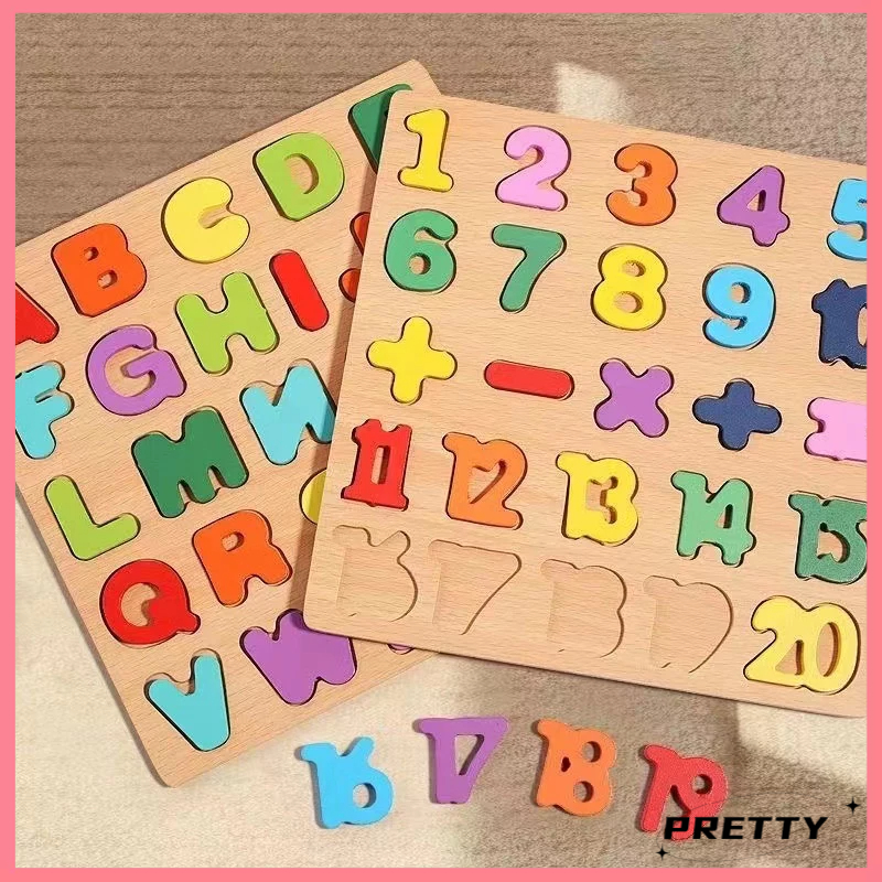 Alphabet Digital Puzzle Wooden Toys Kid Number Letter shape Matching ...
