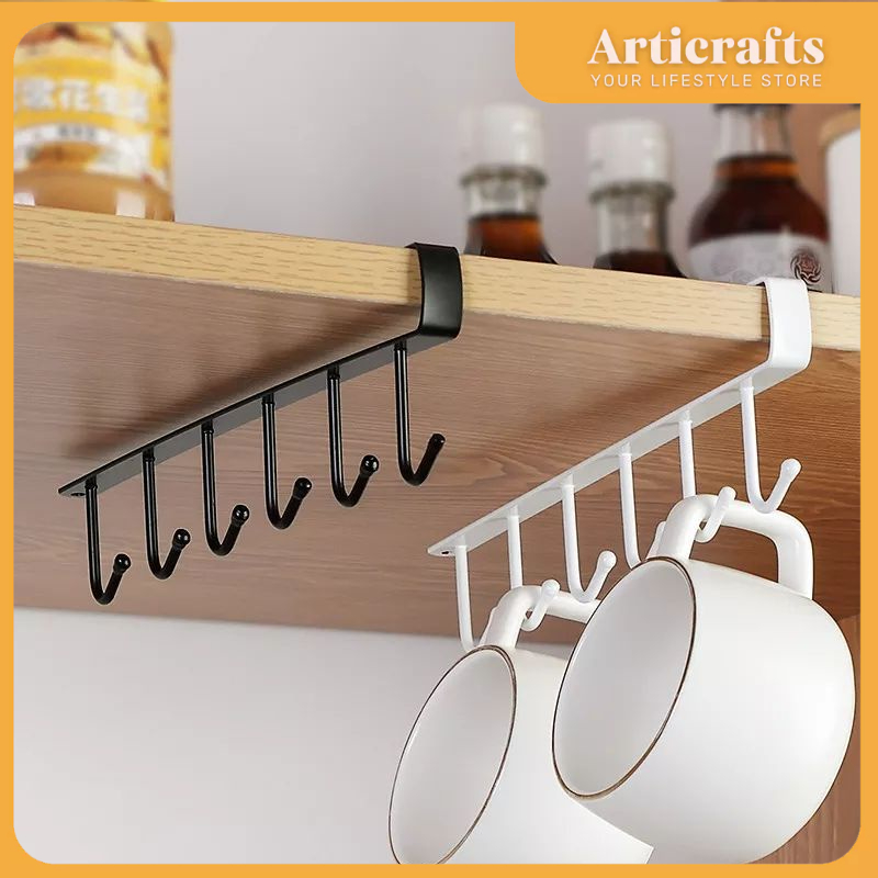 Nordic Minimalist 6 Hooks Metal Kitchen Hanging Organizer | Shopee ...