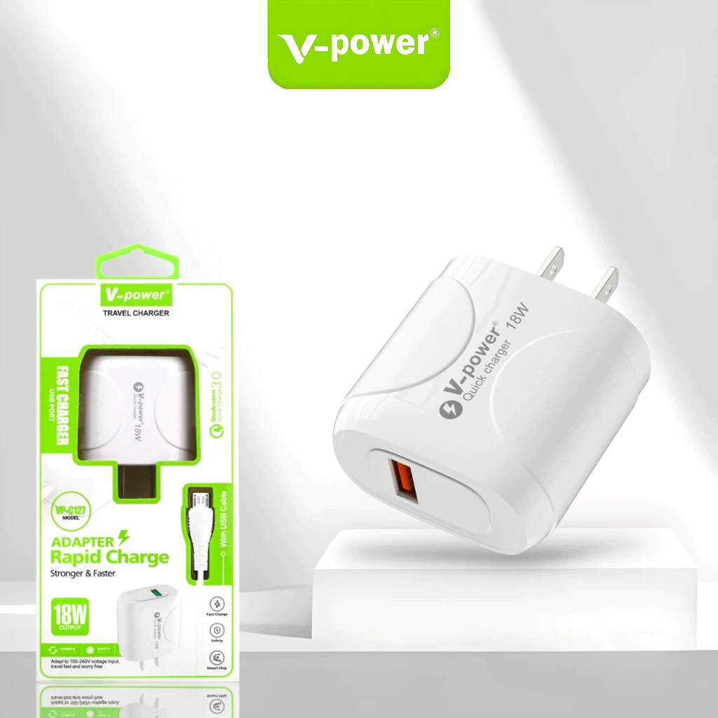 18watts Fast Charger V-power C127 1USB PORT QC3.0 w/ Charging Cable for ...