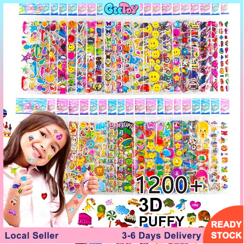 Geetoy 10pcs 3D Waterproof Sticker Giveaways Colorful Cute Puffy ...