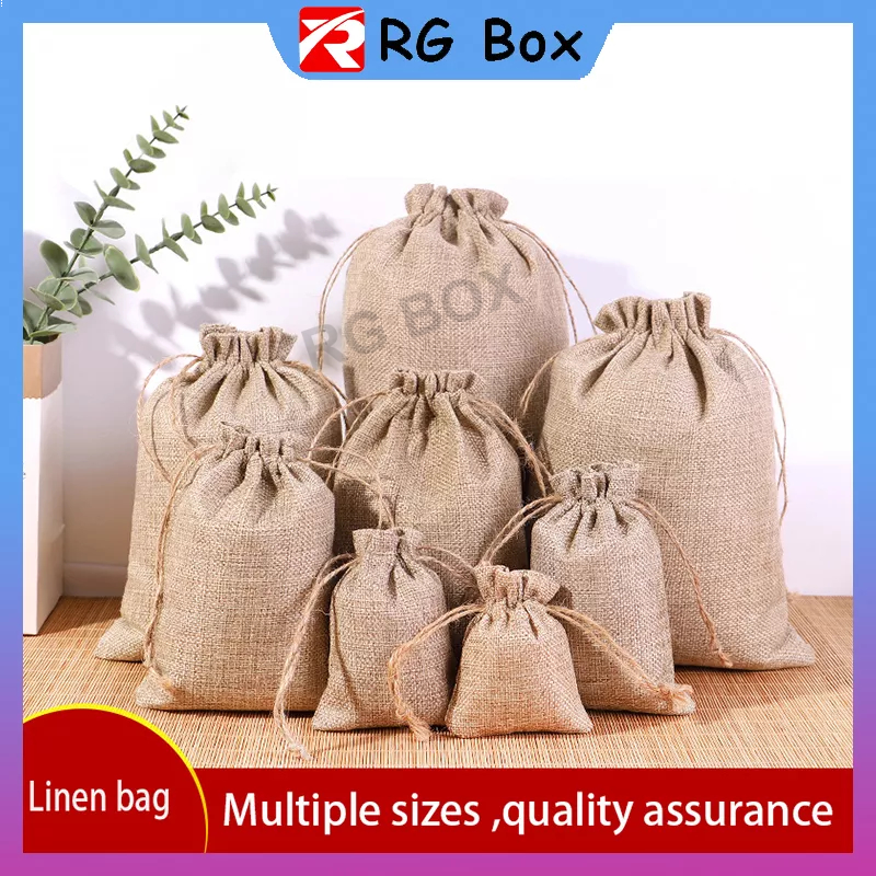 Burlap Drawstring Pouch Plain Linen Gift Bag Jute Storage organizer ...