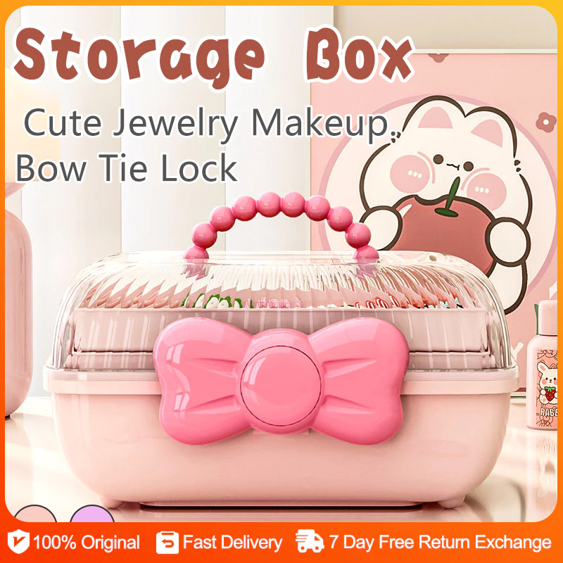 Cute Large Capacity Storage Box for Hair Accessory 3-layer Organizer ...