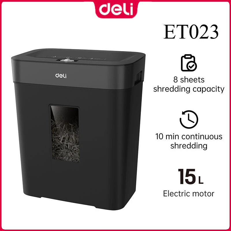 Deli ET023 Paper Shredder Automatic Cutting Machine 15L 8 Sheets ...