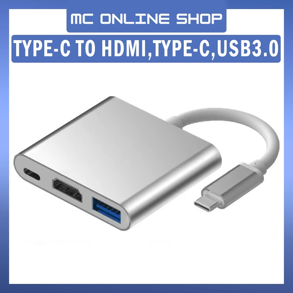 USB Type-C 3.1 to HDMI, Type-C, USB 3.0 Hub 3 in 1 Adapter Reader for ...