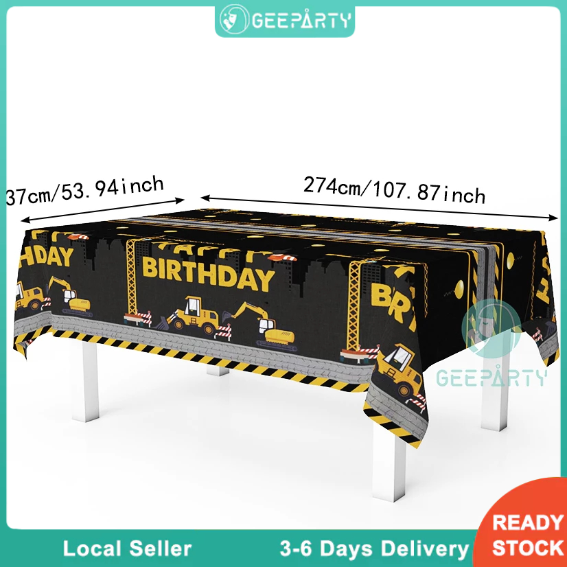 137*274cm Construction Theme Table Cover Dump Truck Tablecloth Kid Boy ...