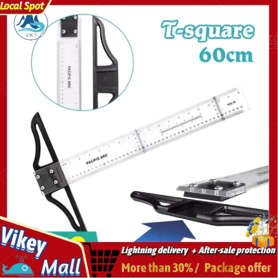 (COD) T-square Ruler 24inches Removable Head Acrylic for Students and ...