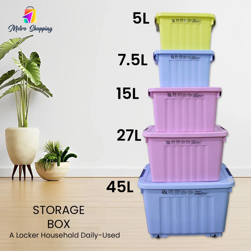 Colored Multi-Purpose Storage Box Container Box 45/ 27/15/7.5/5 Liters ...
