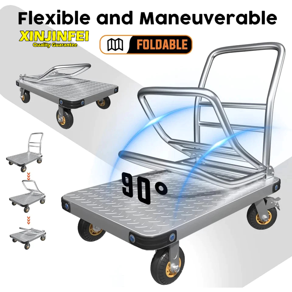 Heavy Duty Platform Truck Flat Cart Hand Truck 2000Lbs Steel Push Cart ...