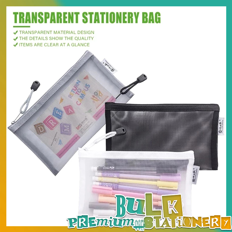Stationary Mesh Pen Bag Nylon Pencil Bag Pencil Case Mesh Pen Case ...