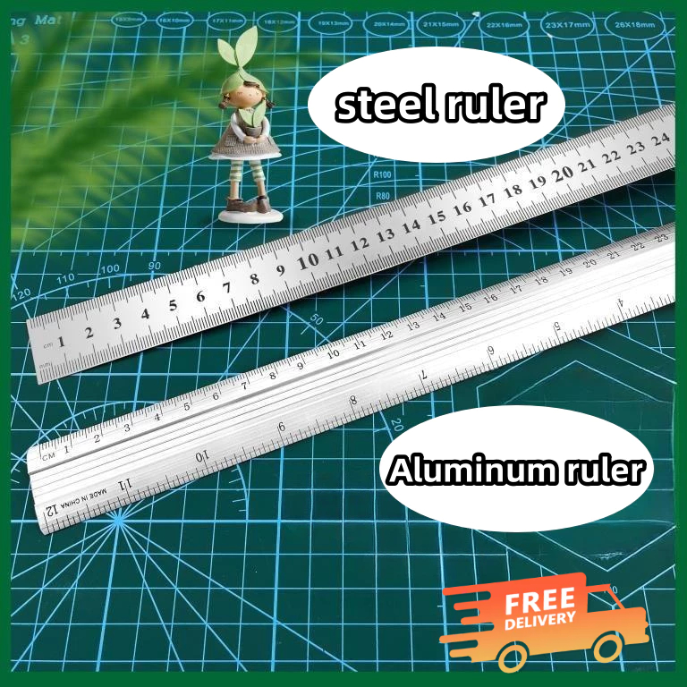 30/60cm Measuring Stainless Steel Ruler Metal Aluminum Ruler Drawing ...