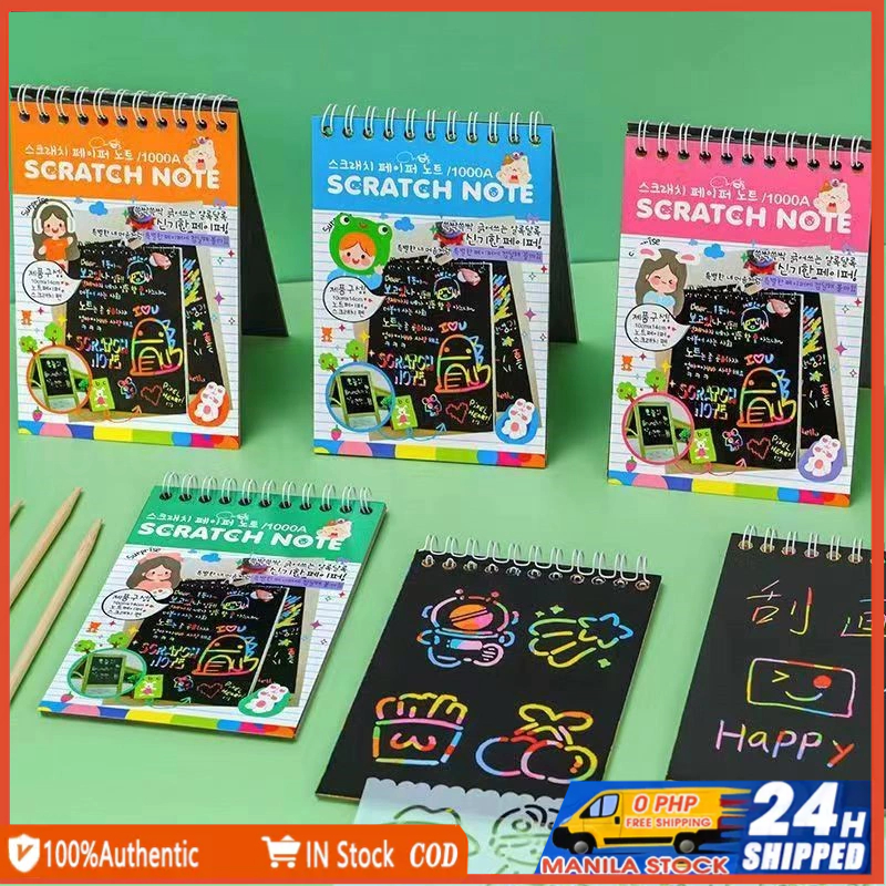 10 Sheets Scratch Book Magic Coloring Notebook Drawing Kids Graffiti ...