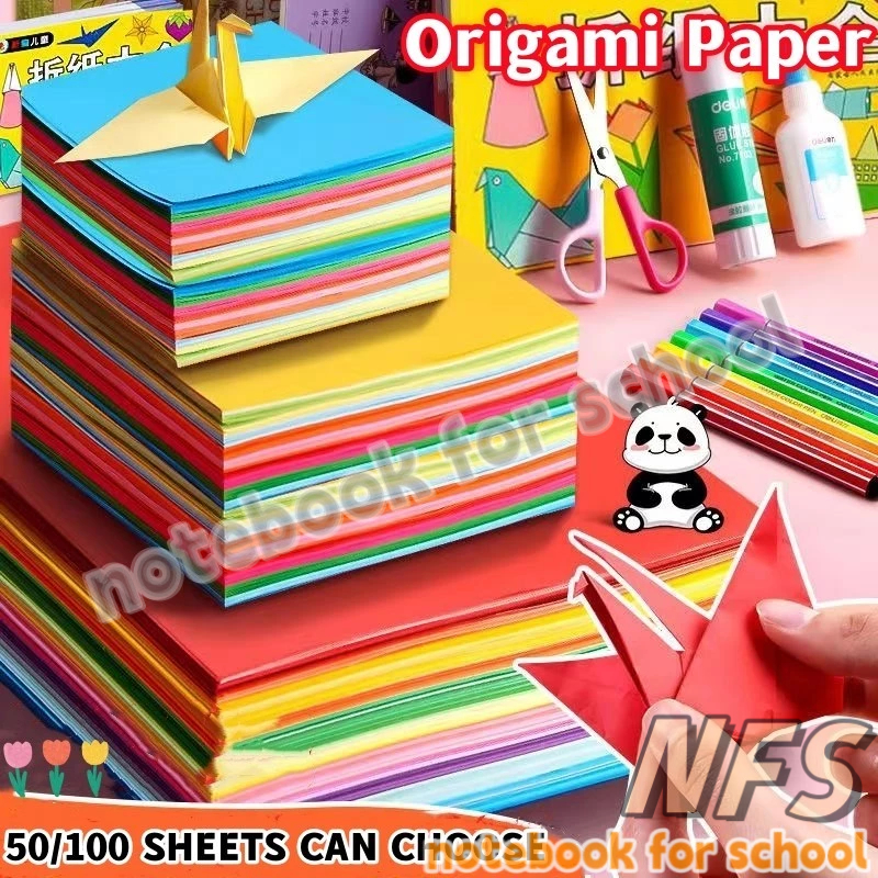 NFS 50/100 Sheets Origami Paper Double Sided Color DIY Folding Colored ...
