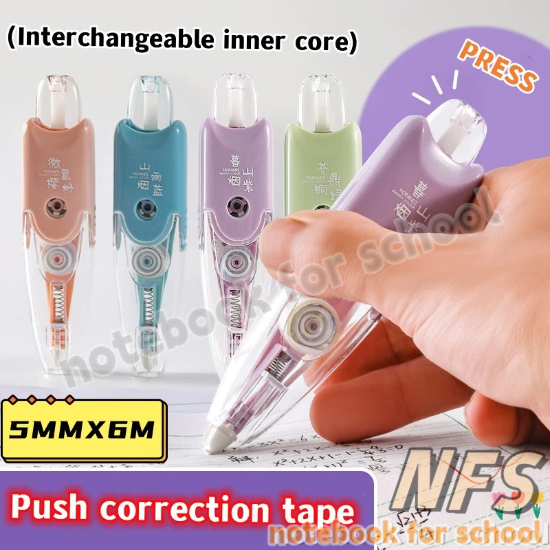 6M Press Type Correction Tape Retractable Refillable Refill Large ...