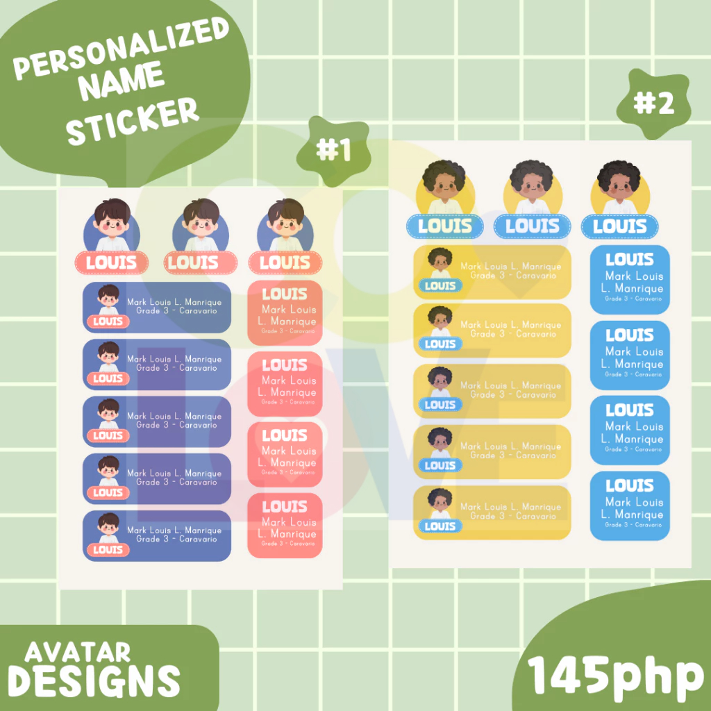 BACK TO SCHOOL personalised AVATAR NAME STICKER | Shopee Philippines