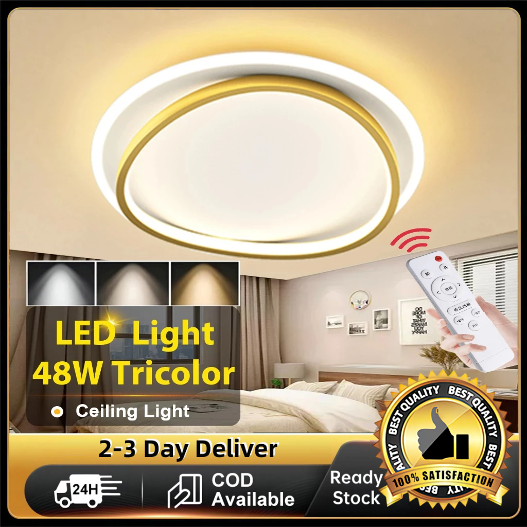 LED Ceiling Lamp 3Colors Remote Control Ceiling Light Living BedRoom ...