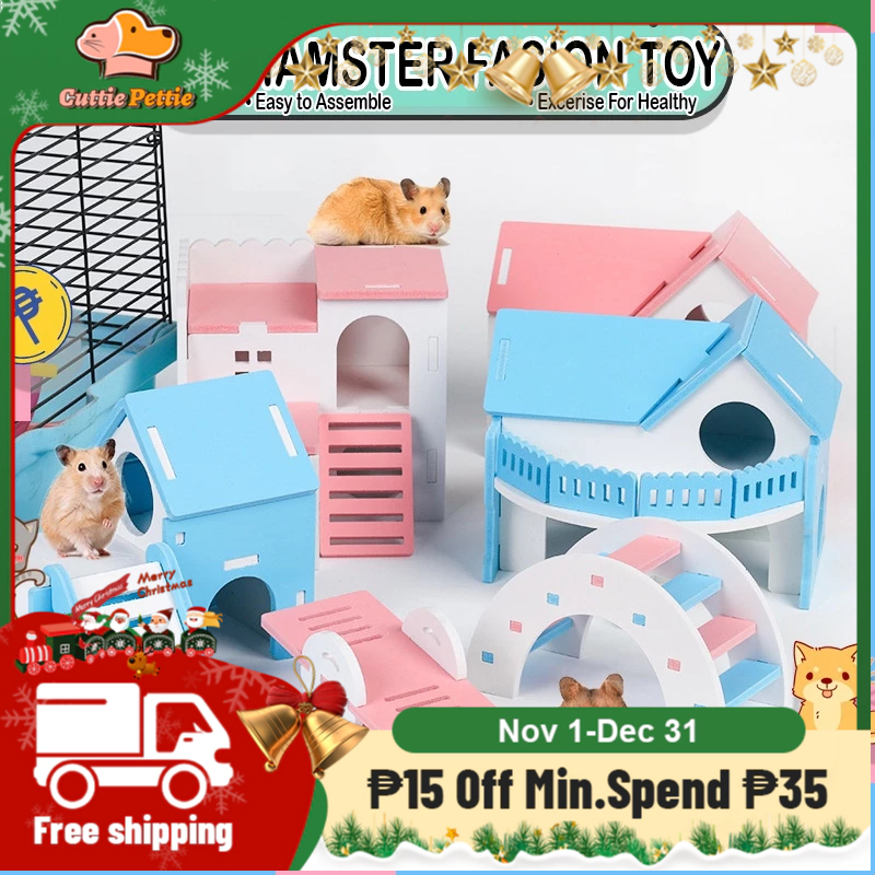 Hamster Castle Small Pet Sleeping House Hideout Cabin Hamster Toy ...