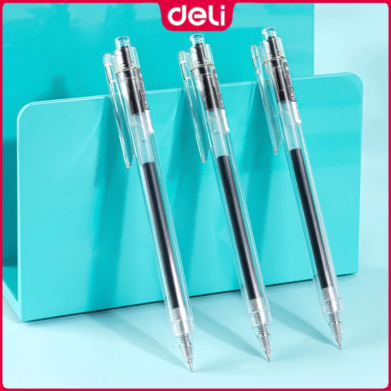 Deli Press Gel Pen 0.5mm Black Ink Fast-dry Writing Pen School Supplies ...