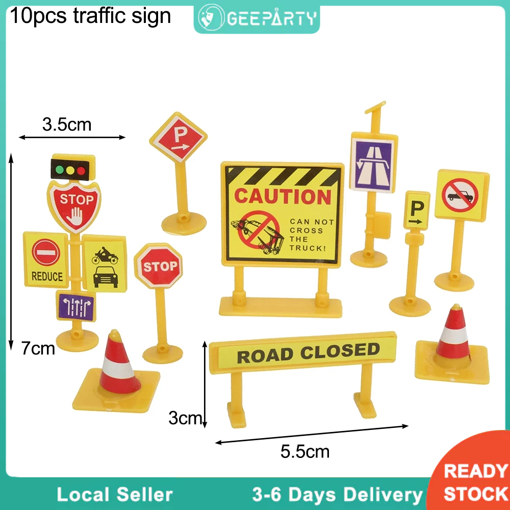 10pcs Traffic Sign Cake Topper For Kids Boys Construction Theme ...
