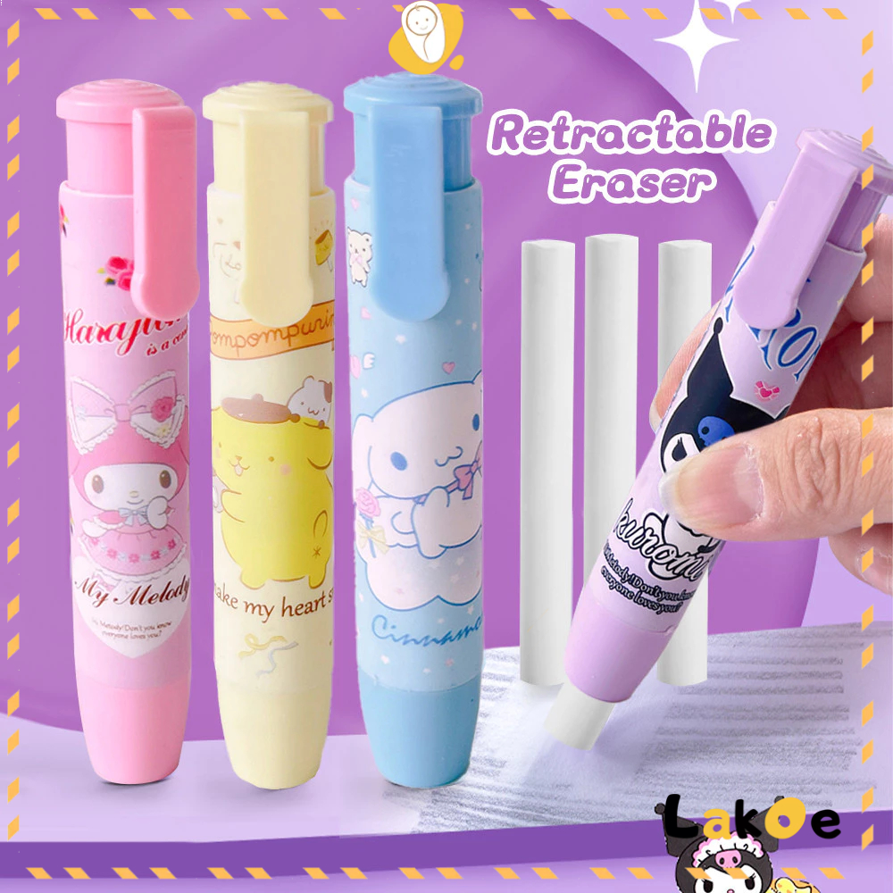 Lakoe Press Pencil Eraser Cute Stuff For School Cartoon Retractable ...