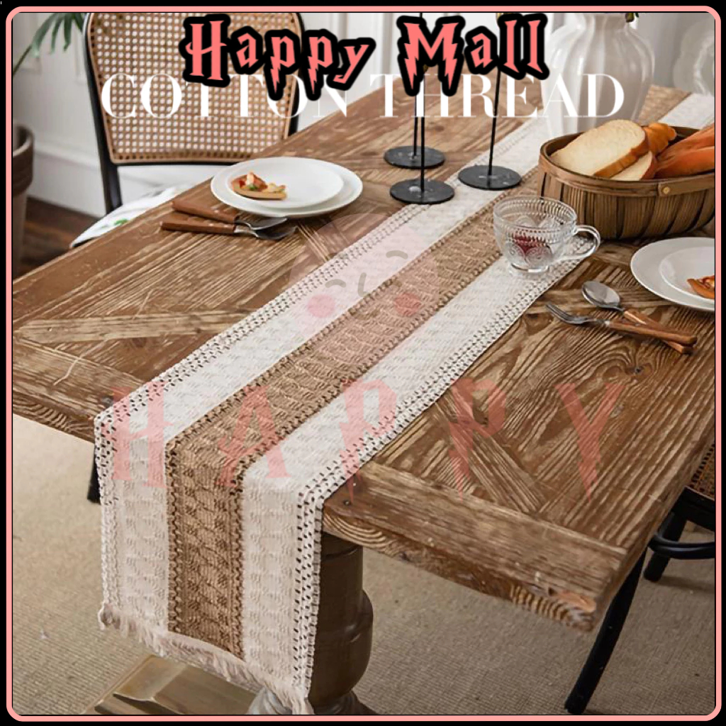 Splicing Burlap Table Runner Quality Table Cloth MUJI Style Home Decor ...