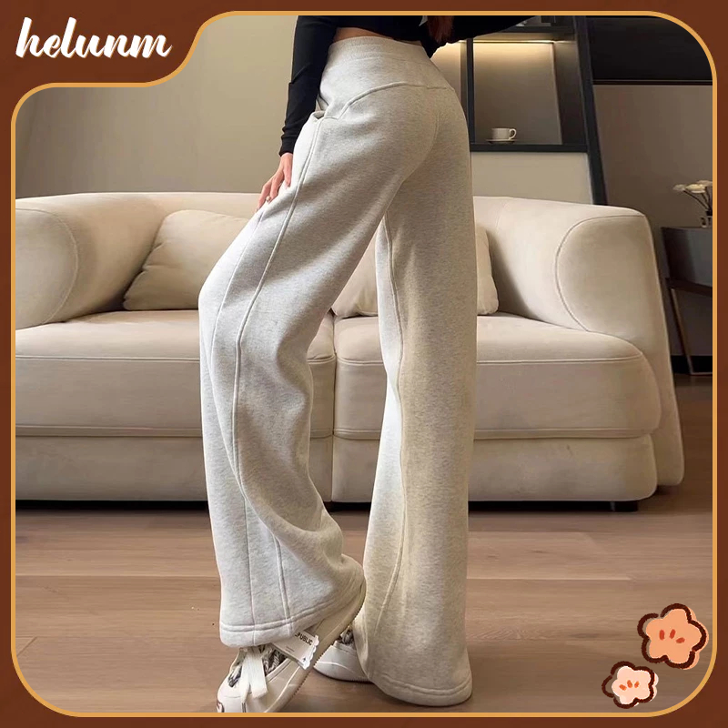 American Style Boot-cut Wide Leg Sweatpants Slimming Trousers High ...