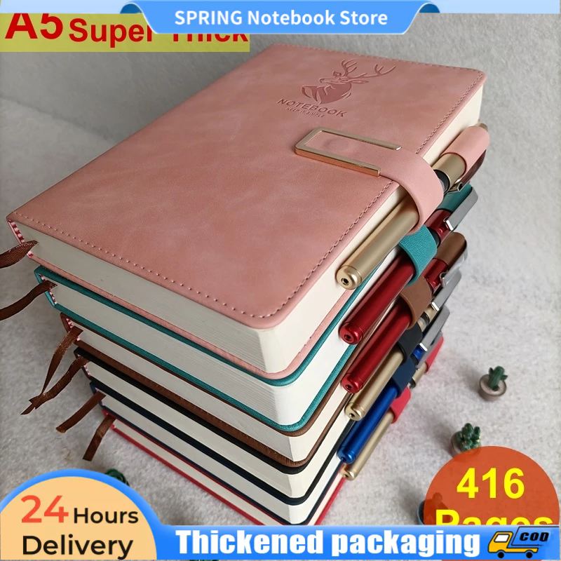 Big Notebook 416 Pages Magnetic Snap Side A5 Faux Leather Thick ...
