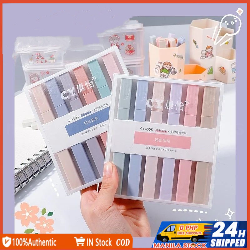 Morandi color highlighter eye care marker soft head marker student ...