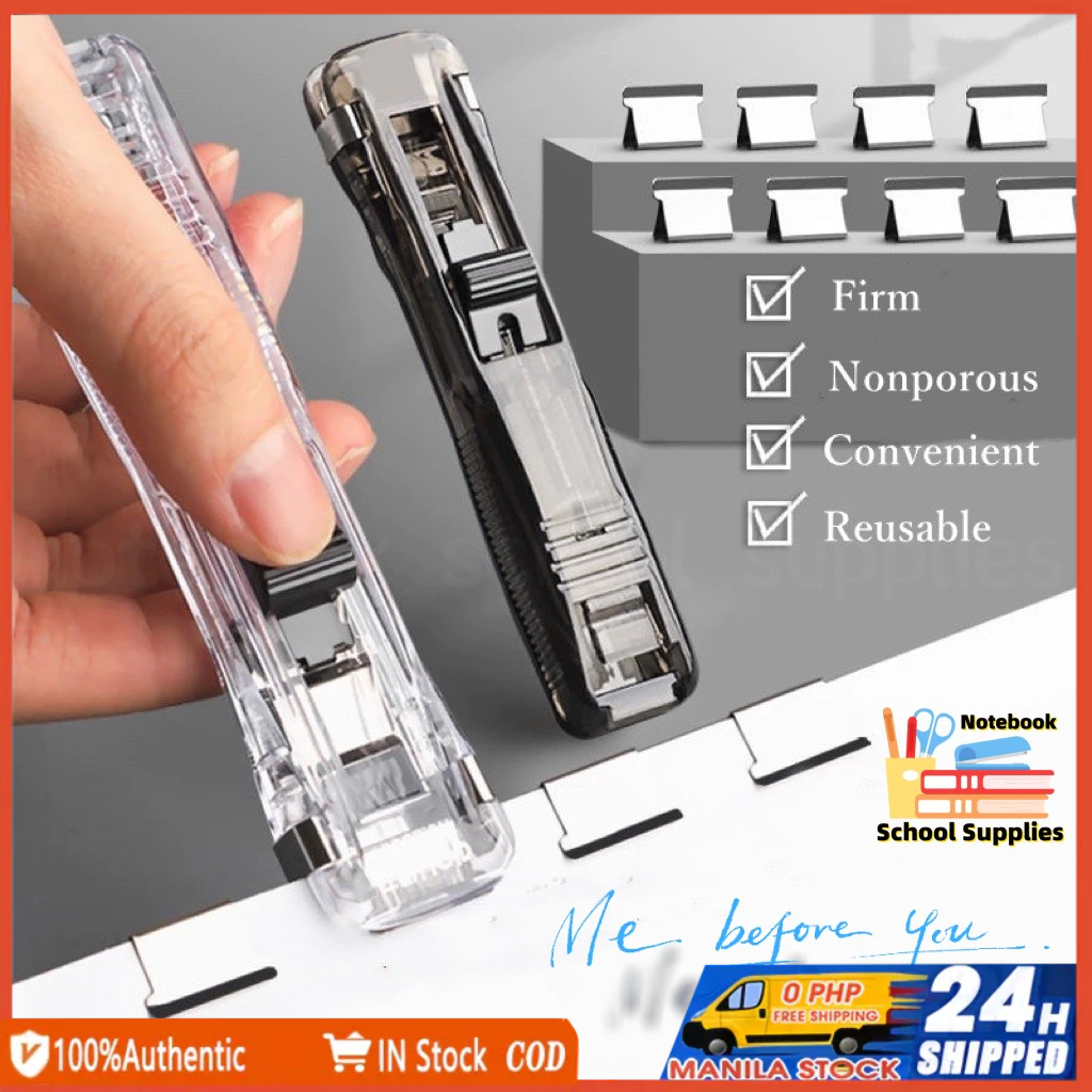 Friendly Folder Stapler Portable Push Clamp Paper Binder Reusable ...