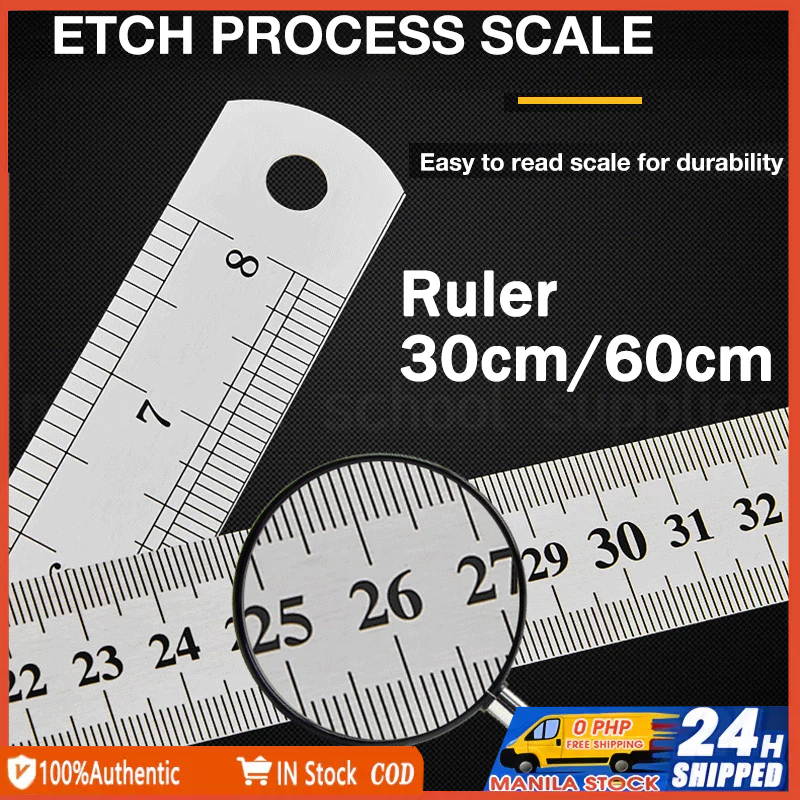 Stainless Steel Measuring Double-sided Scale Ruler 30cm/60cm High ...
