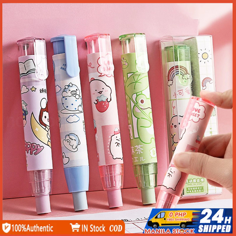 Cute Cartoon Pencil Eraser Retractable Pen Shape Eraser Student ...