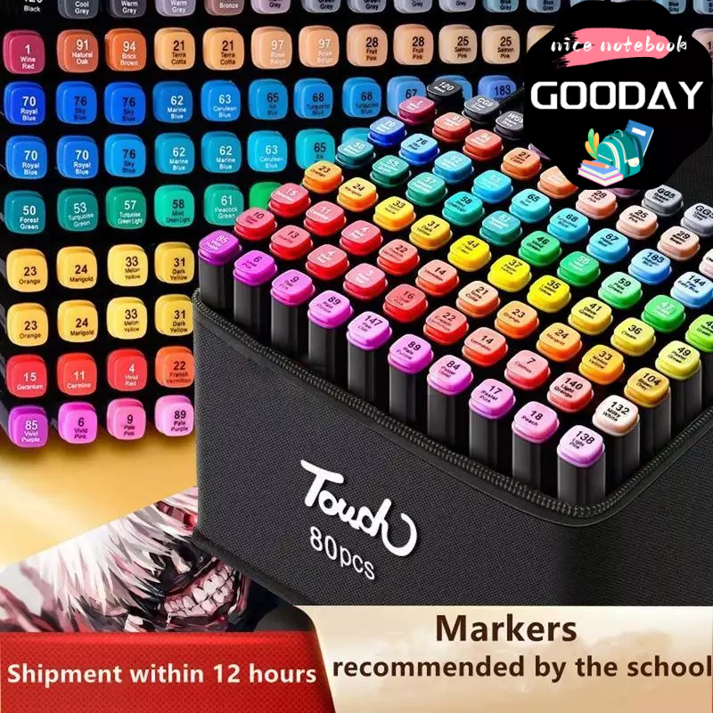 Colors Marker Set Double Tip Oily Alcohol Sketch Highlighter Pen Set ...