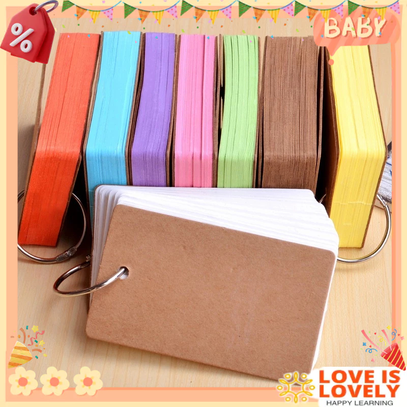 Blank English words card paper ring button colored hard cardstock handy ...