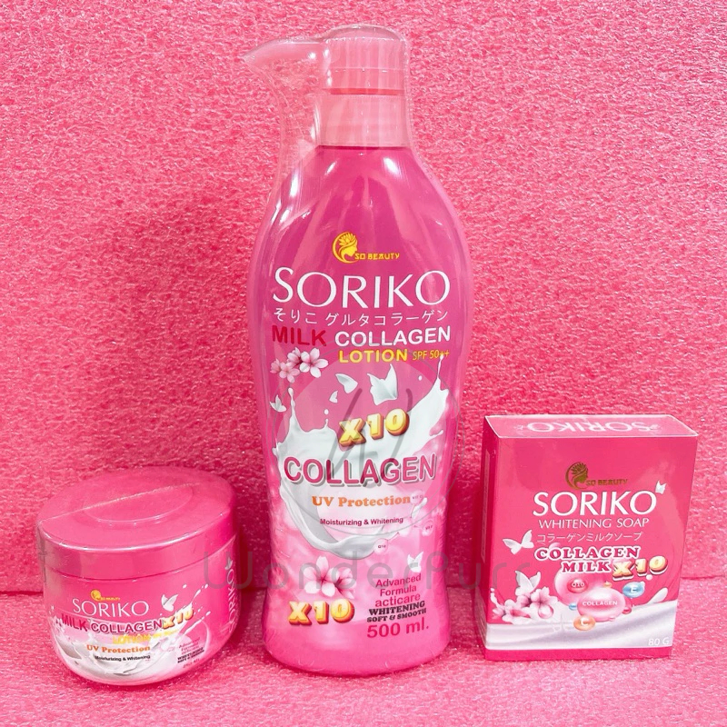 Soriko Milk Collagen Lotion SPF 50++ (500ml/250ml) & Soriko Bar Soap ...