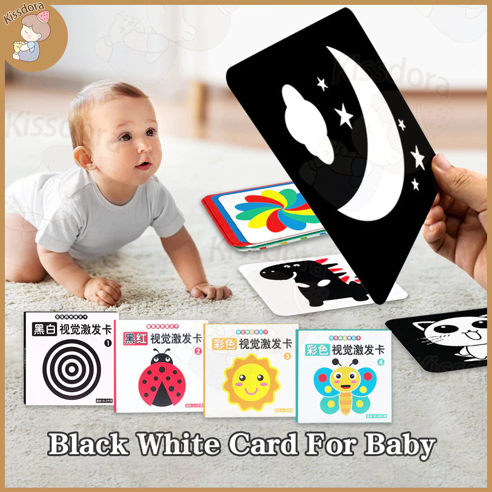 Kissdora Montessori Flash Card for Baby Black White Visual Stimulation ...