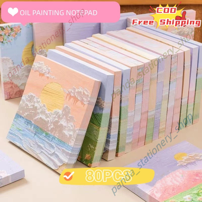 80 pcs Oil Painting Notepad Landscape Three-Dimensional Charming Loose ...