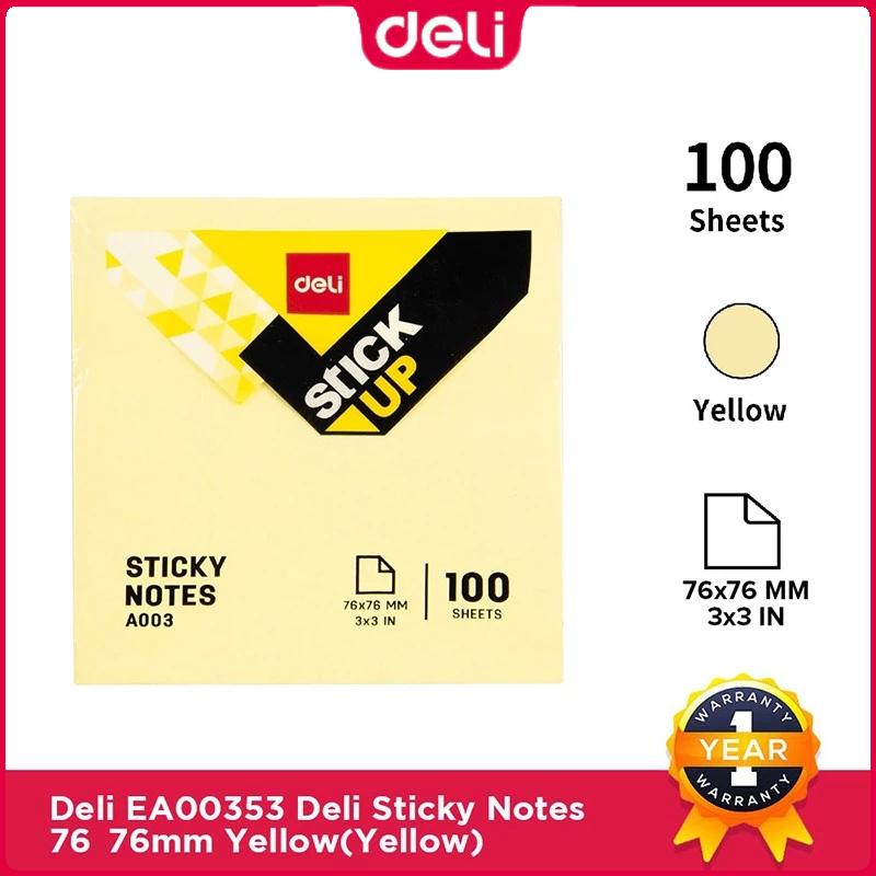 Deli Sticker Notes 100 Sheets Notepad Memo Pad School Supplies EA00353 ...