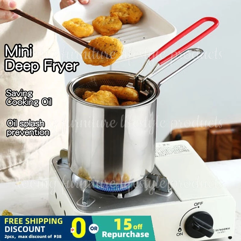 304 stainless steel mini fryer frying fries kitchen oil-saving deep ...