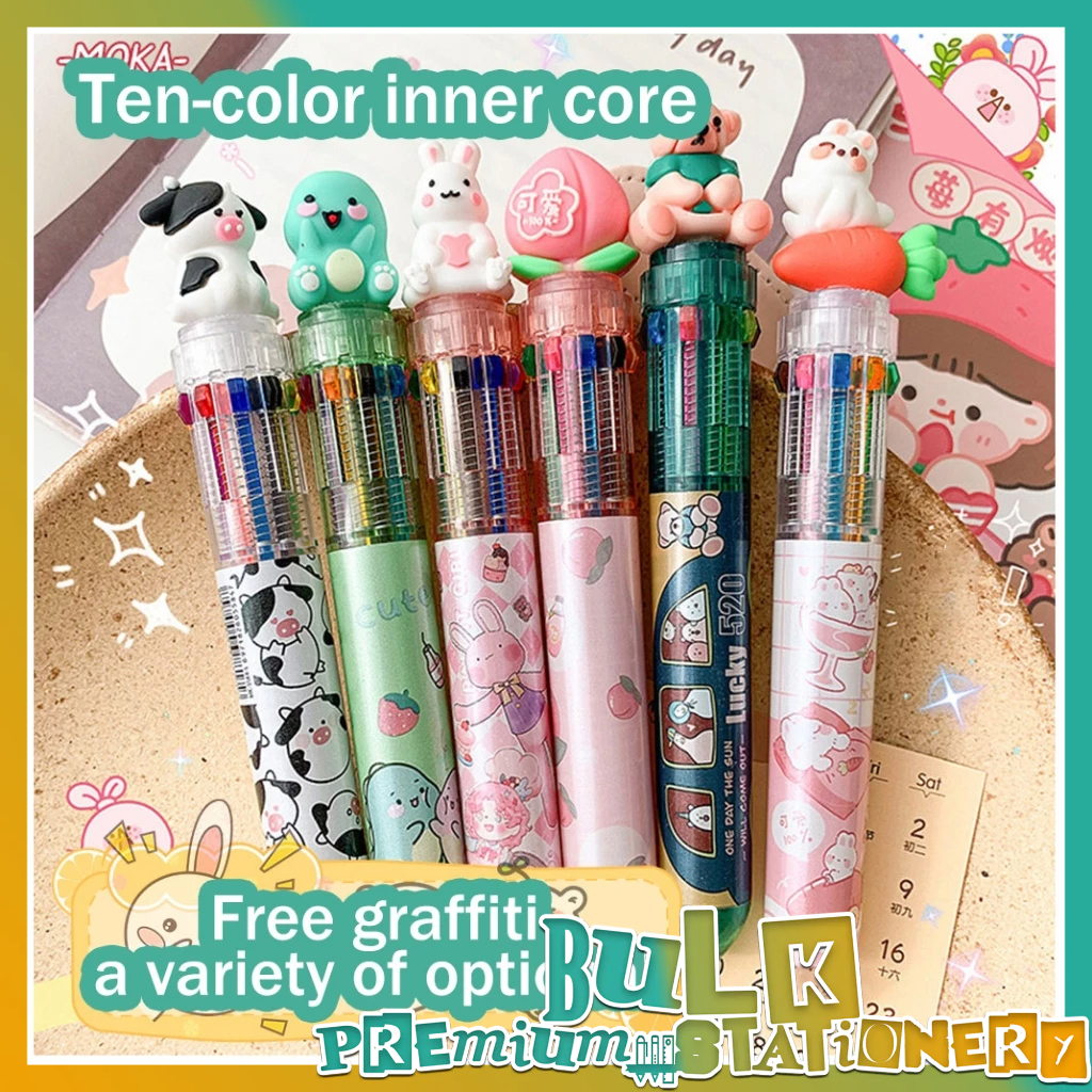 Cute 10 Colors Ball Pen Children Study Gift Various Designs Kawaii Pens ...