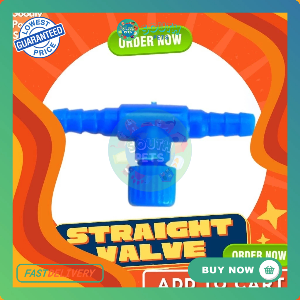 Aquarium Air Straight Valve 2-way Line Tubing Flow Control Plastic 1pc ...