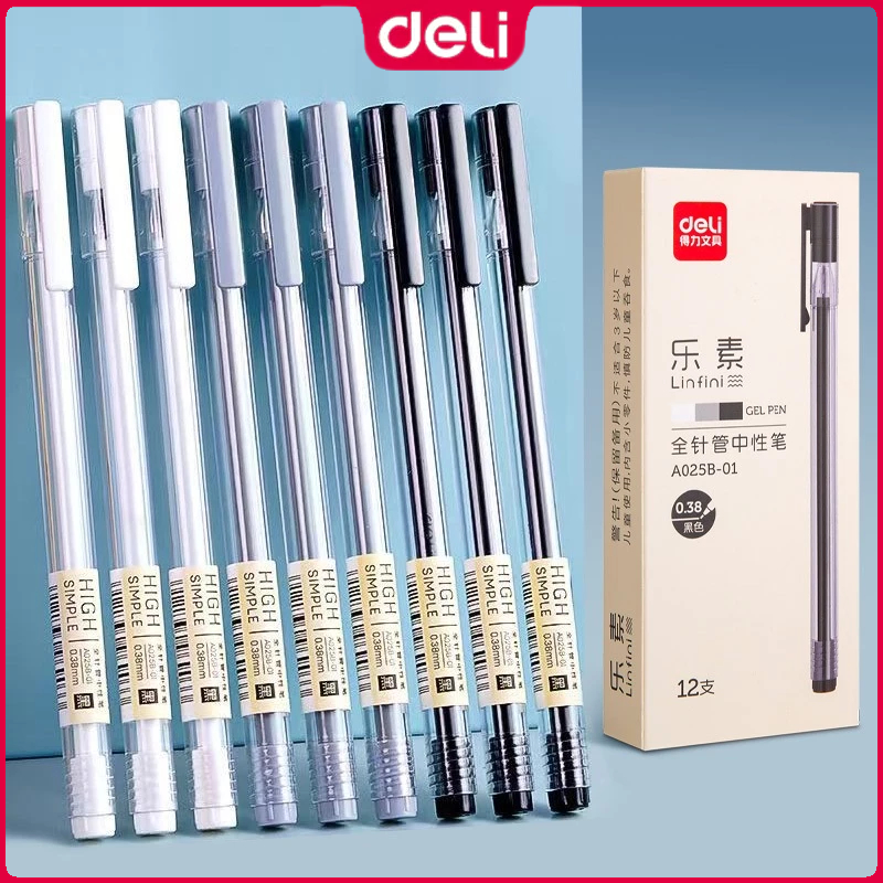 Deli 0.38mm Gel Pen Black Ink Full Needle Tube A025B-01 | Shopee ...