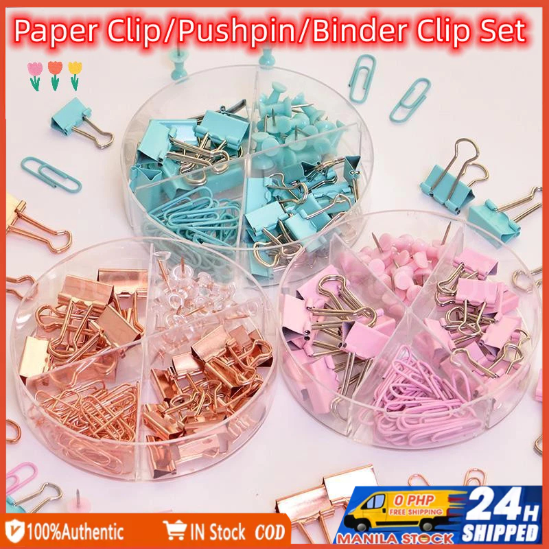 Paper Clip/Pushpin/Binder 72PCS Clip Set Multifunctional Document ...