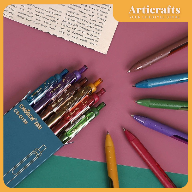Chosch 6pcs/set 0.5mm Retro Colored Retractable Gel Pen | Shopee ...