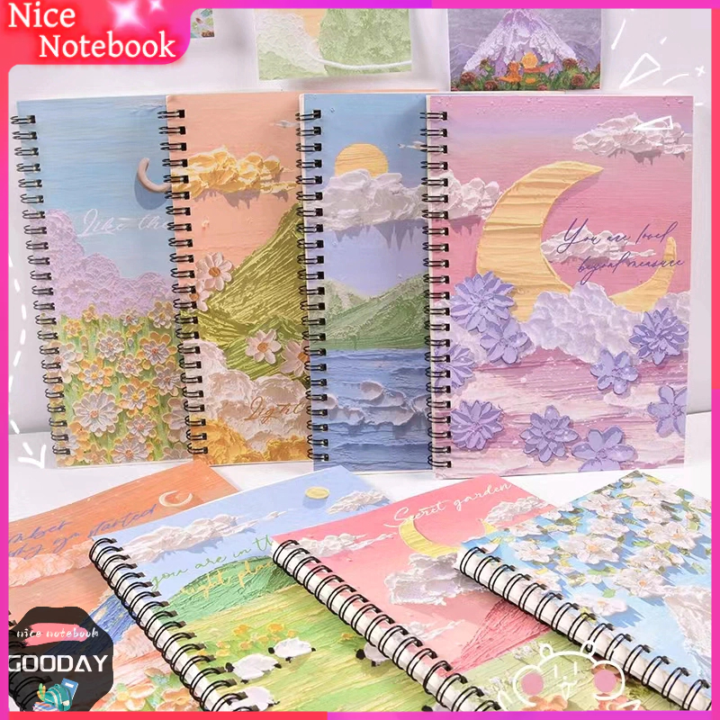 A5/A7 Oil Painting Spiral Notebook Coil Landscape Aesthetic Classroom ...