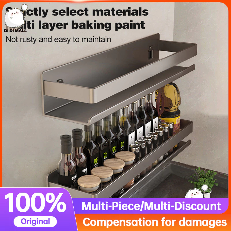 Wall Mounted Condiments Organizer Utensils Spice Rack Holder Kitchen ...