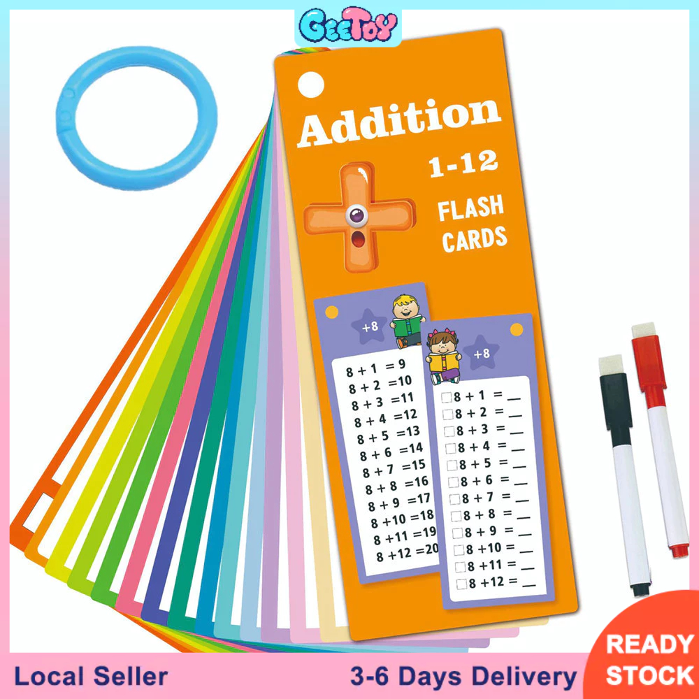 Geetoy 15pcs Addition Math Flash Card Self Check Words Teaching Aids ...