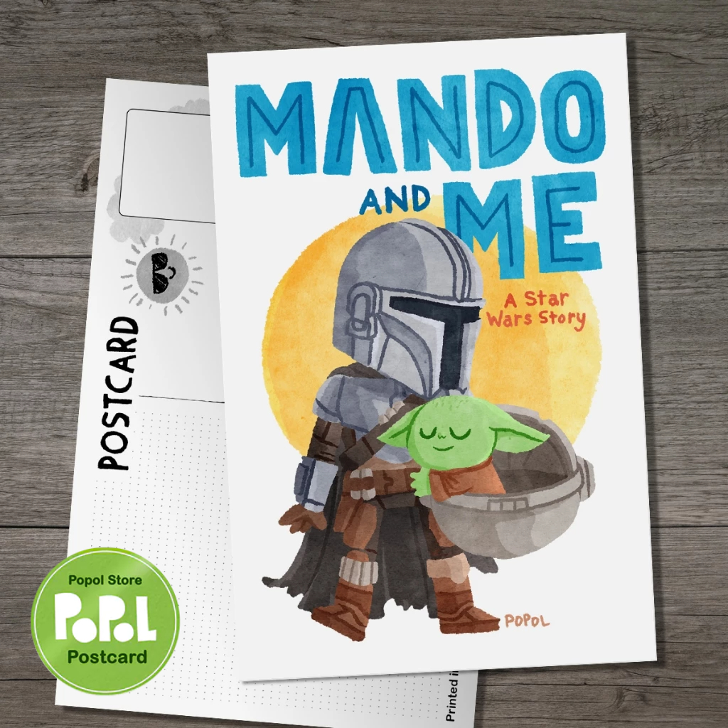 Popol - Mando and Me Mandalorian & Grogu Star Wars Postcard Cute ...