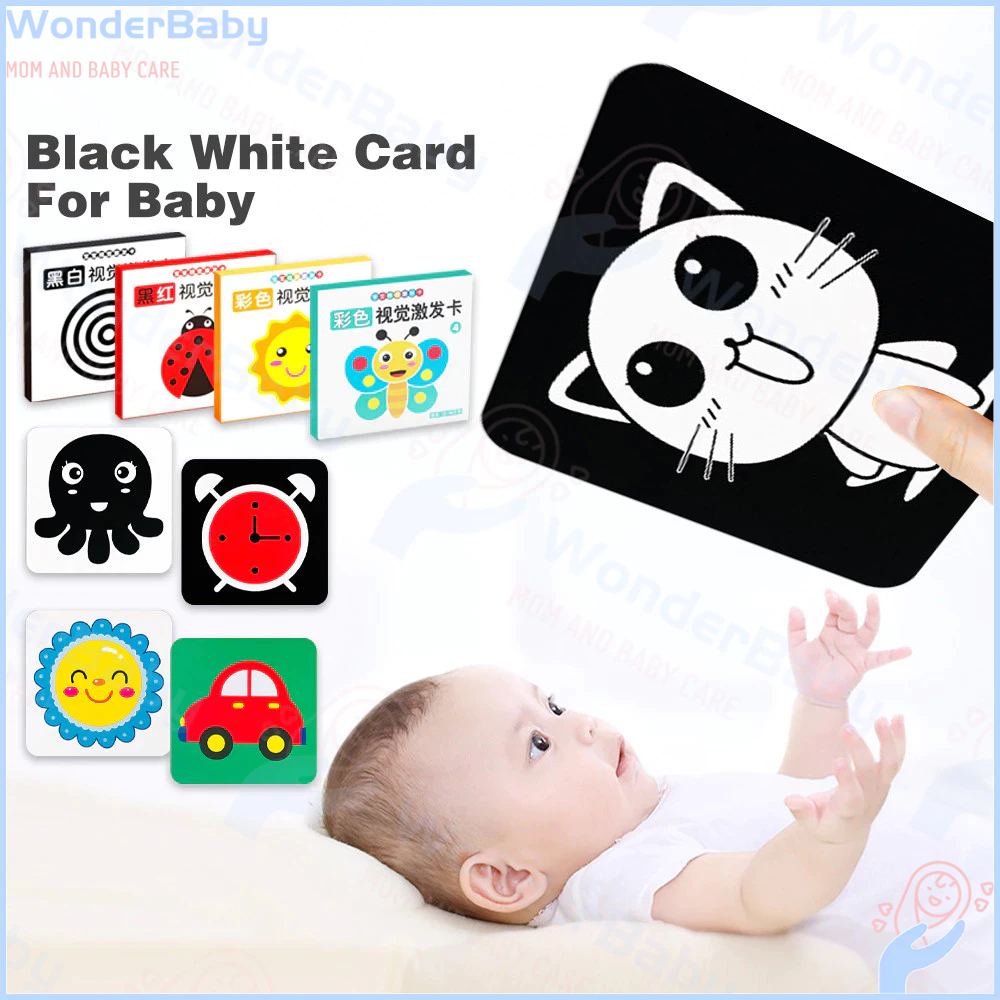 Wonderbaby Montessori Visual Cards for Baby Black White Flash Cards ...