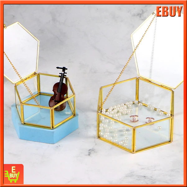 Polygonal Glass Box Hexagonal Flat-Covered Jewel Box Geometric Body for ...